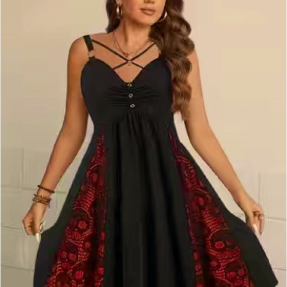 Dresses | Black And Red Emo Skull Dress | Poshmark